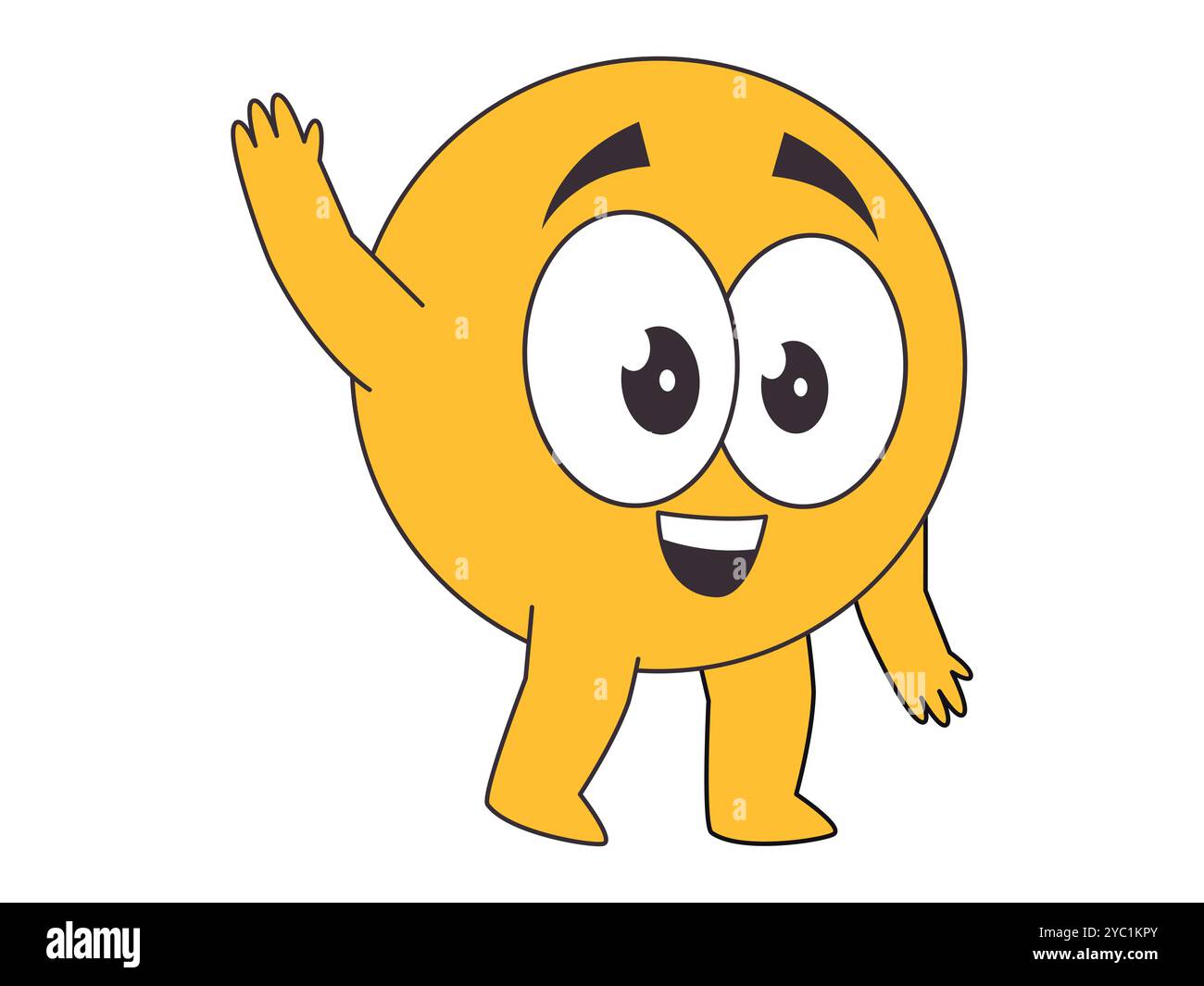 Waving hand yellow emoji character greeting goodbye expression emoticon ...