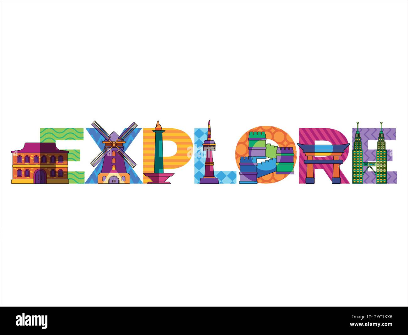 Explore font exploration traveling around the world landmarks places ...