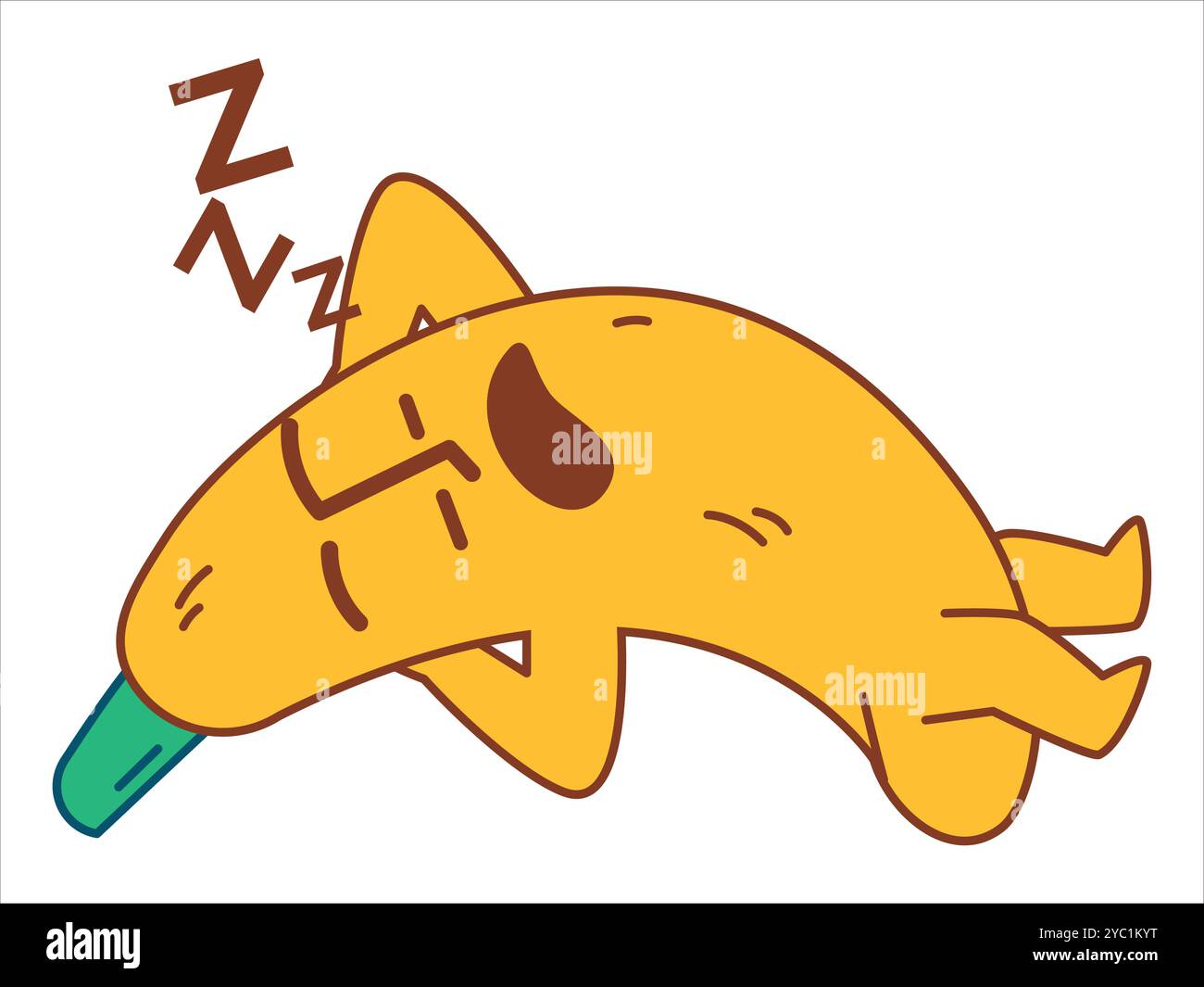 Sleepy banana character fall asleep children kids cartoon drawing ...