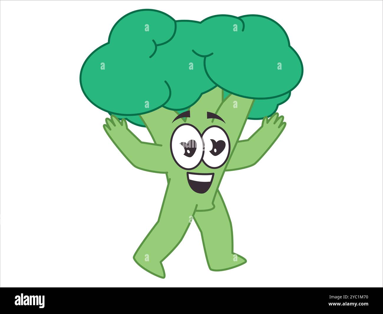 Broccoli happy face expression colorful character mascot vegetable ...