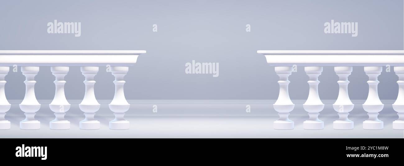 Balcony or terrace pillar fence with white marble roman column ...