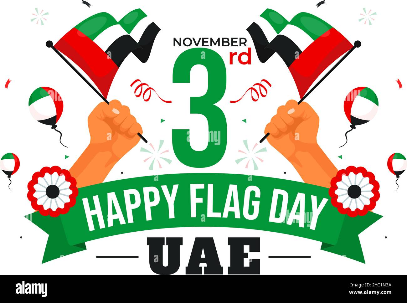 United Arab Emirates Flag Day Vector Illustration on 3rd November ...