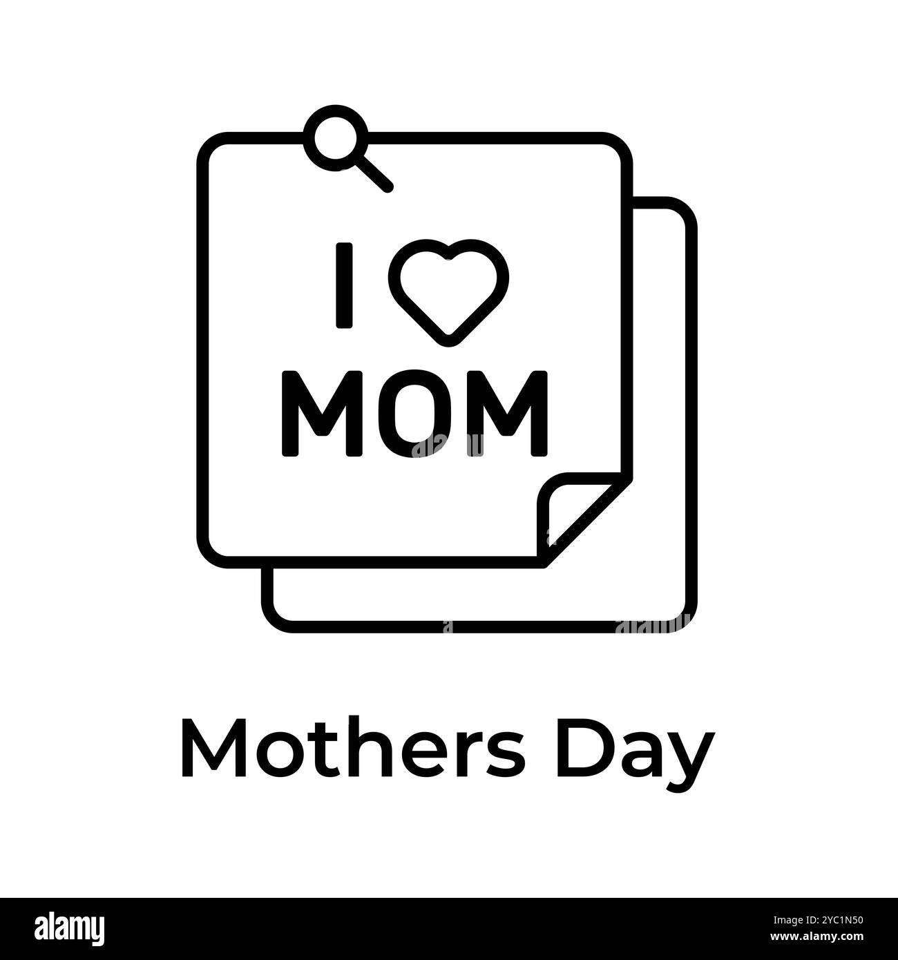 Unique and trendy mothers day icon design, i love mom on sticky notes ...