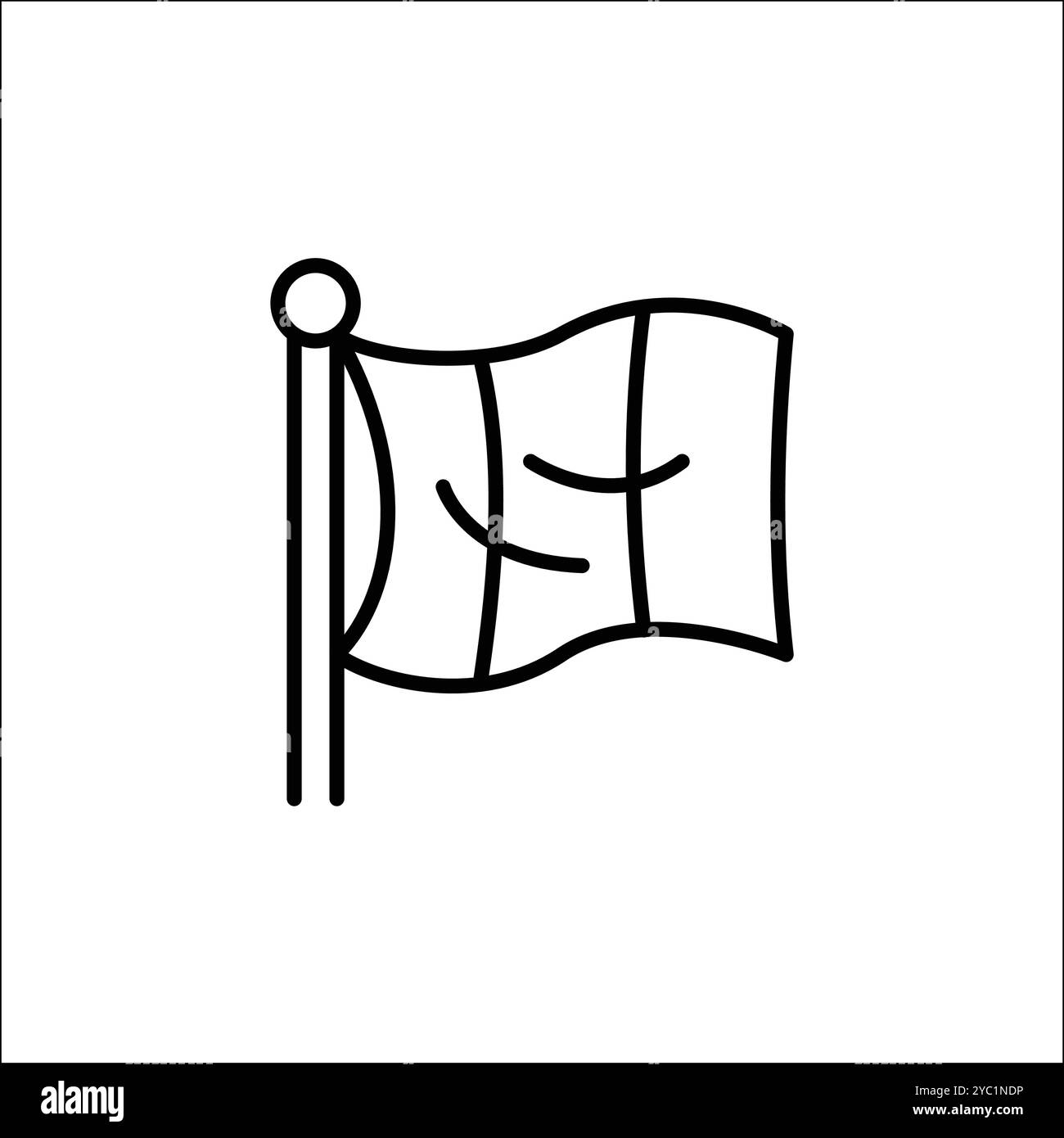 Curled Flag Icon. Features a flag on a pole with a unique curled design ...