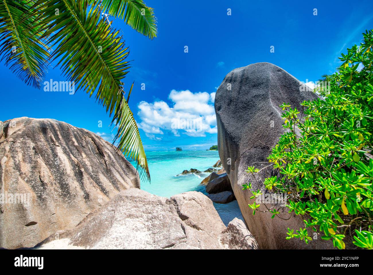Amazing landscape of La Digue Island in the Seychelles Archipelago ...
