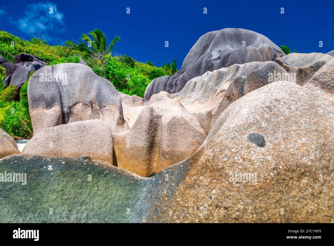 Amazing landscape of La Digue Island in the Seychelles Archipelago ...