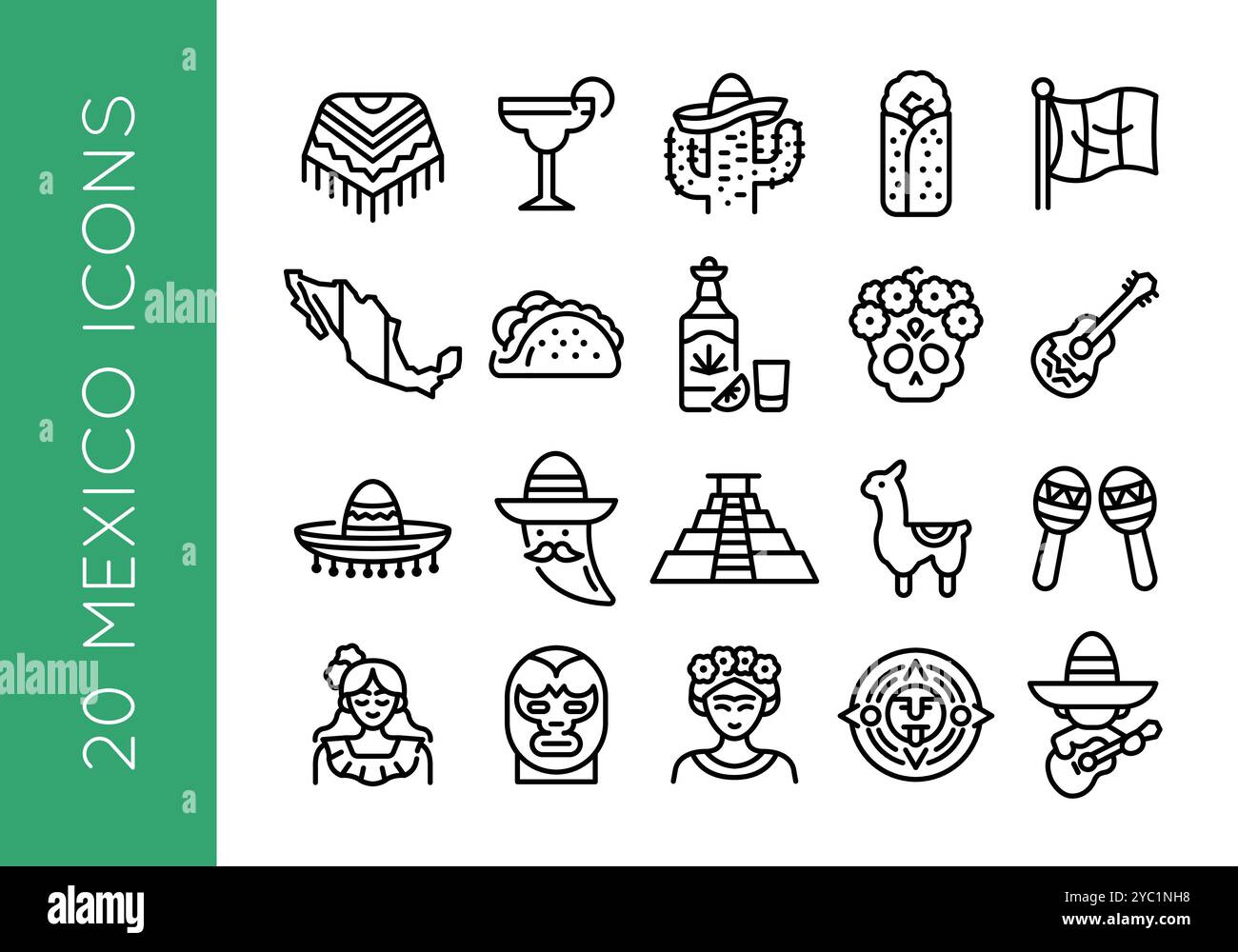Mexico Icons Set Stock Vector Image & Art - Alamy
