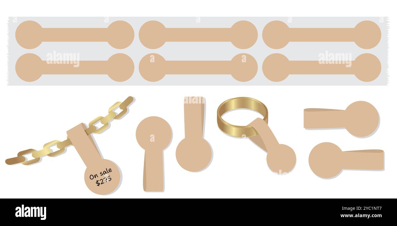 Self-adhesive paper jewelry price tag. Blank price label. Craft sticker ...