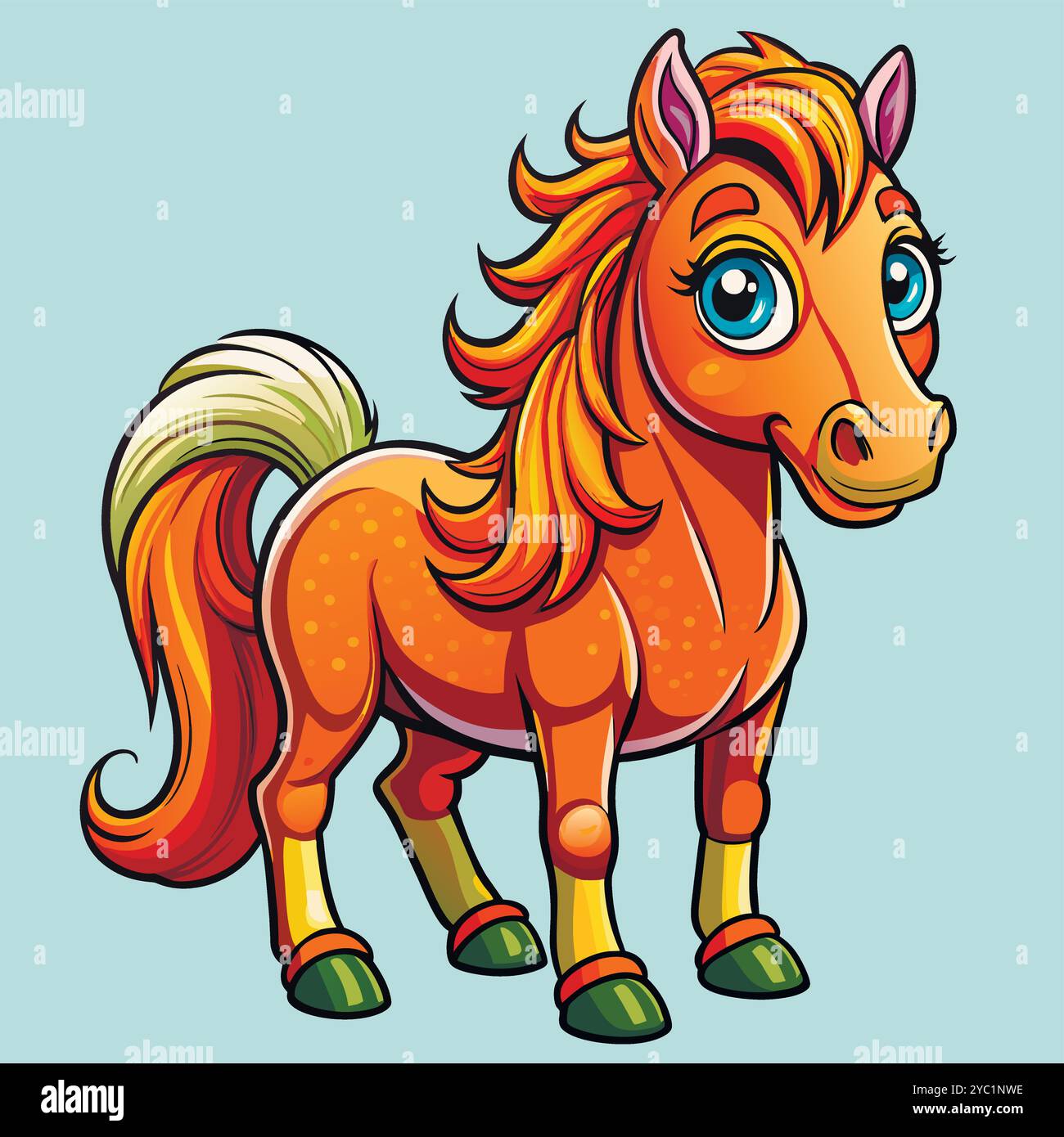 Flaxen Chestnut Horse Illustration on Background clipart cartoon design ...