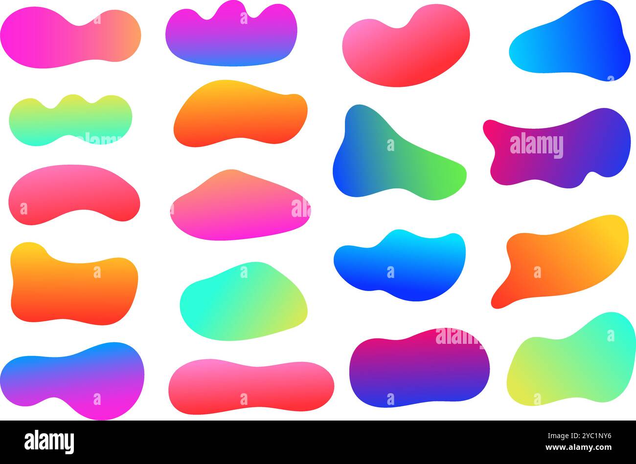 Abstract gradient shapes. Colored fluid vector blobs. Liquid neon gradation forms. Organic neon ...