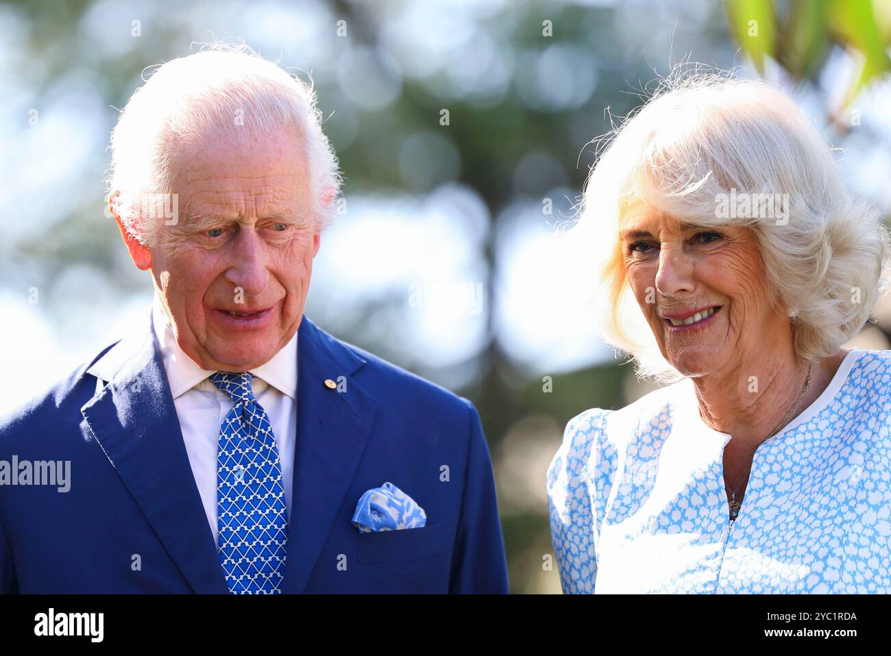 King Charles III and Queen Camilla during the ceremonial planting of ...