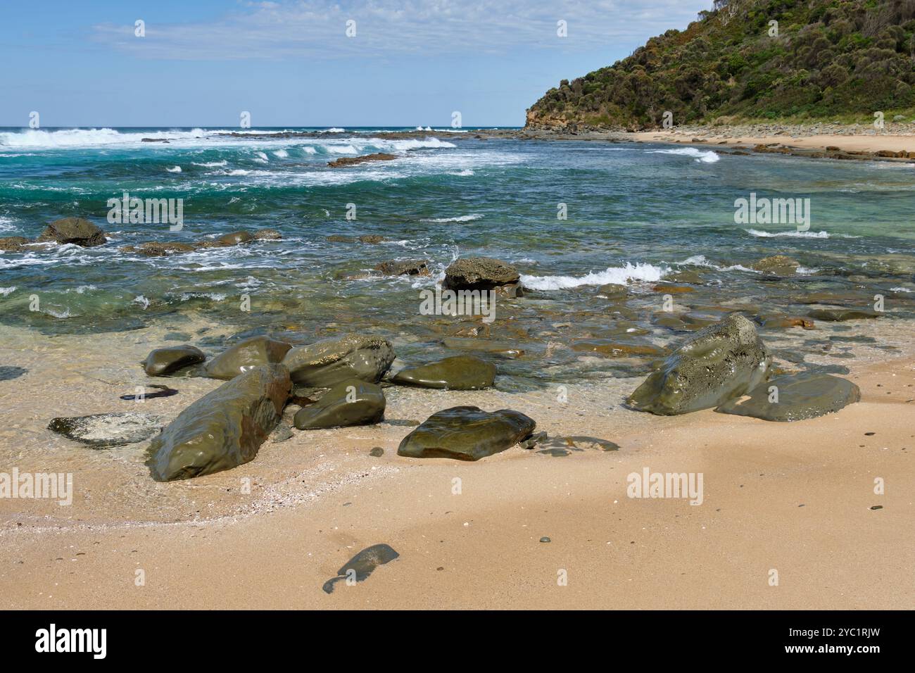 The tireless force of the water keeps polishing these rocks on the ...