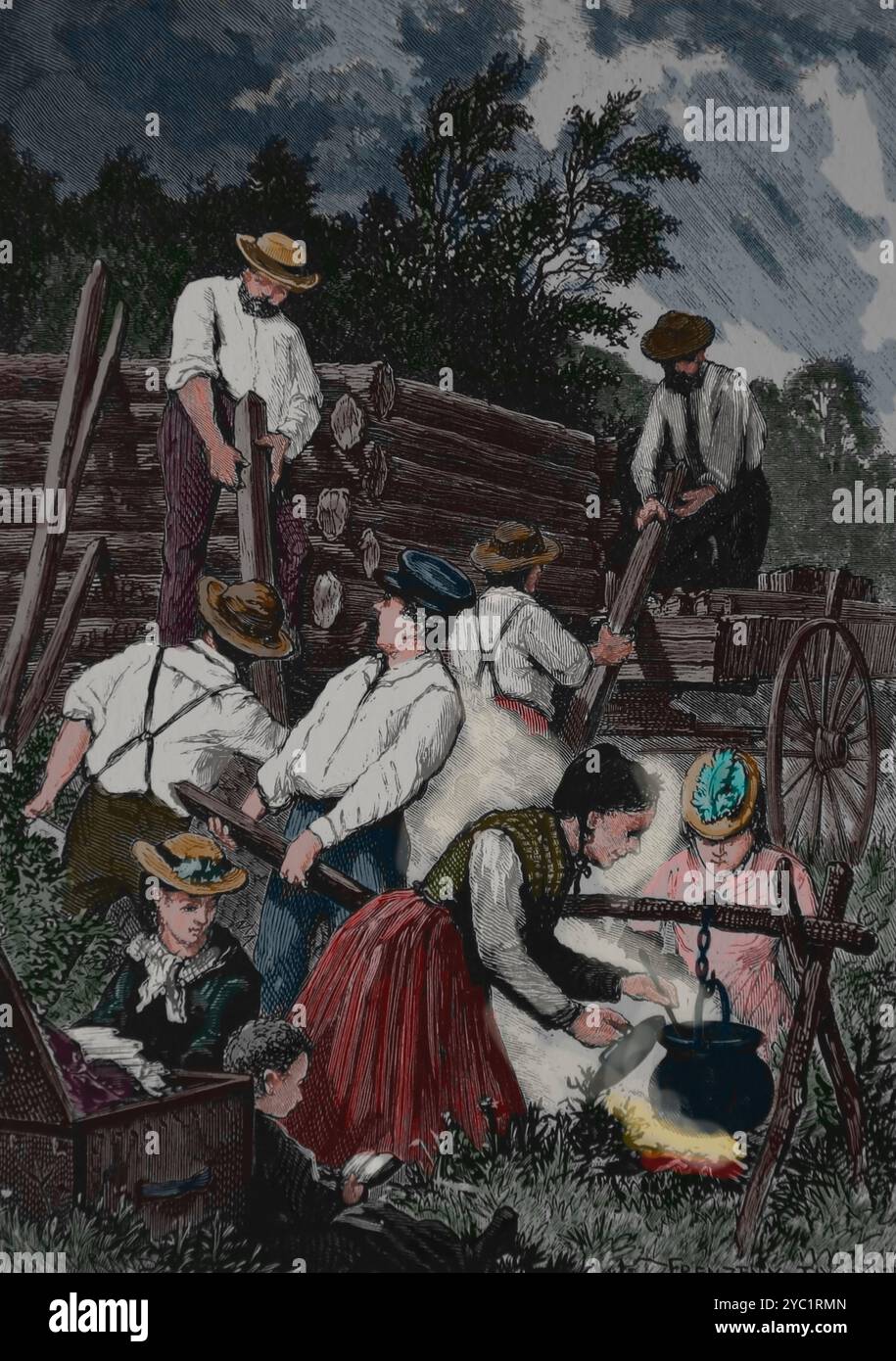 American pioneer family engraving hi-res stock photography and images ...