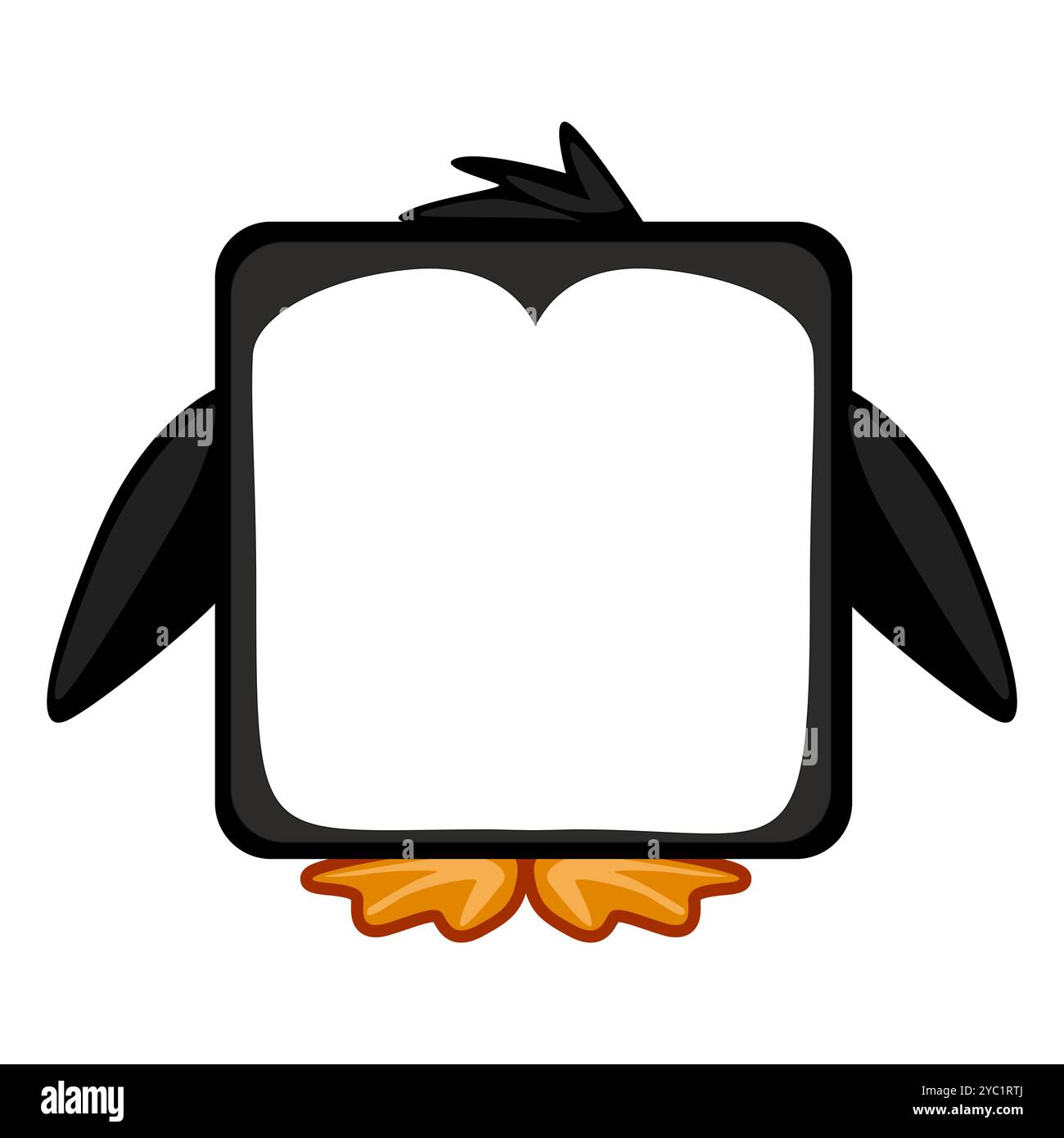 Square penguin frame, cartoon avatar for ui games. Empty animal frame ...