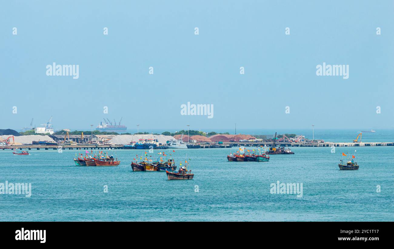 View of the Arabian Sea and Okha Port from Sudarshan Setu, Okha ...