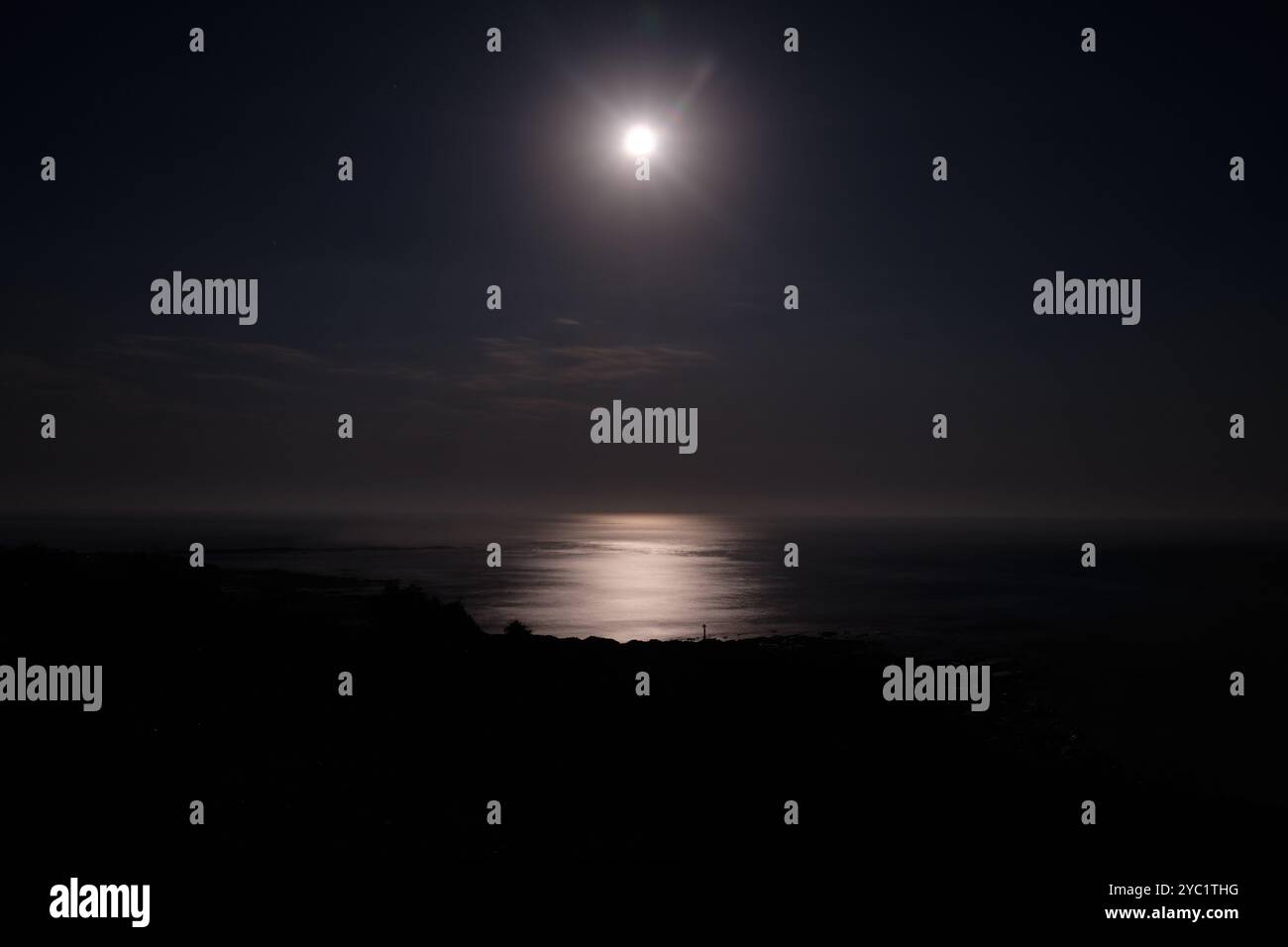 Full Moon over the Bass Strait - Marengo, Victoria, Australia Stock ...