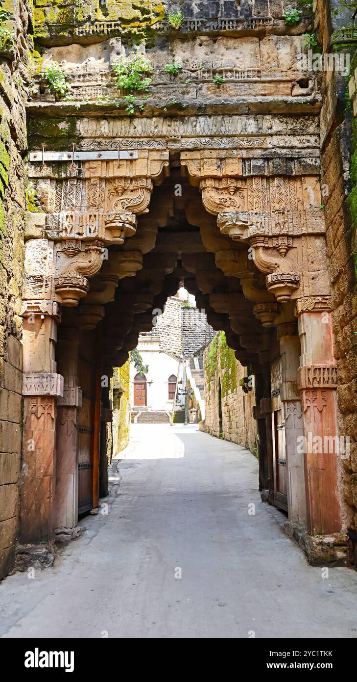 Beautiful carved design on the gate of Uparkot Fort, Junagadh, Gujarat ...