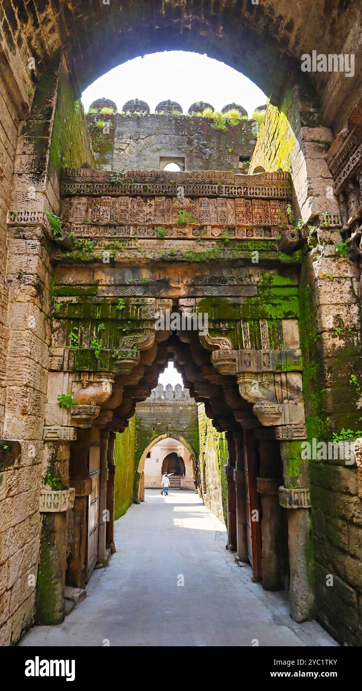Beautiful carved design on the gate of Uparkot Fort, Junagadh, Gujarat ...
