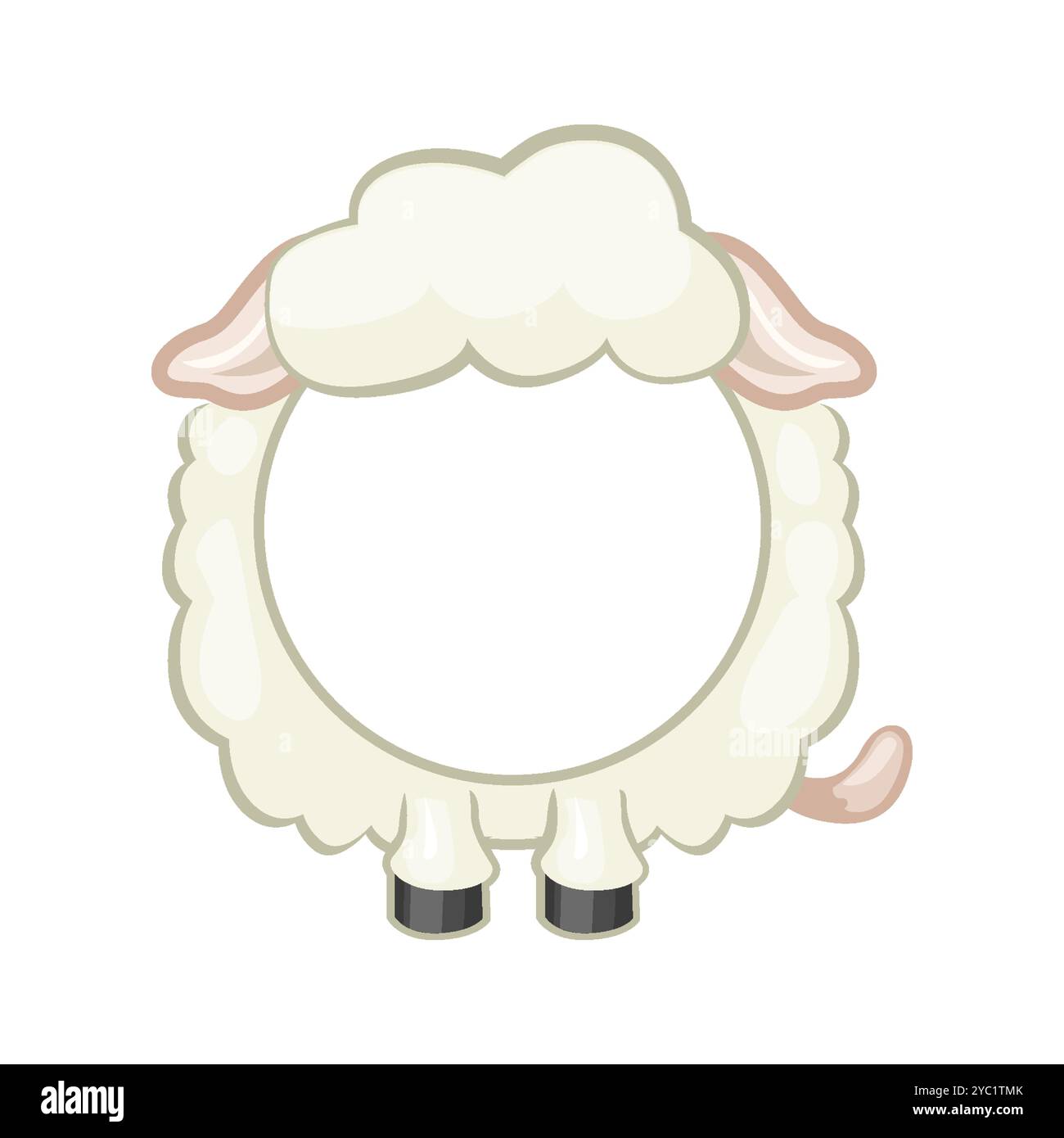 Cute Round sheep frame. Cartoon avatar for UI games. Empty animal frame ...