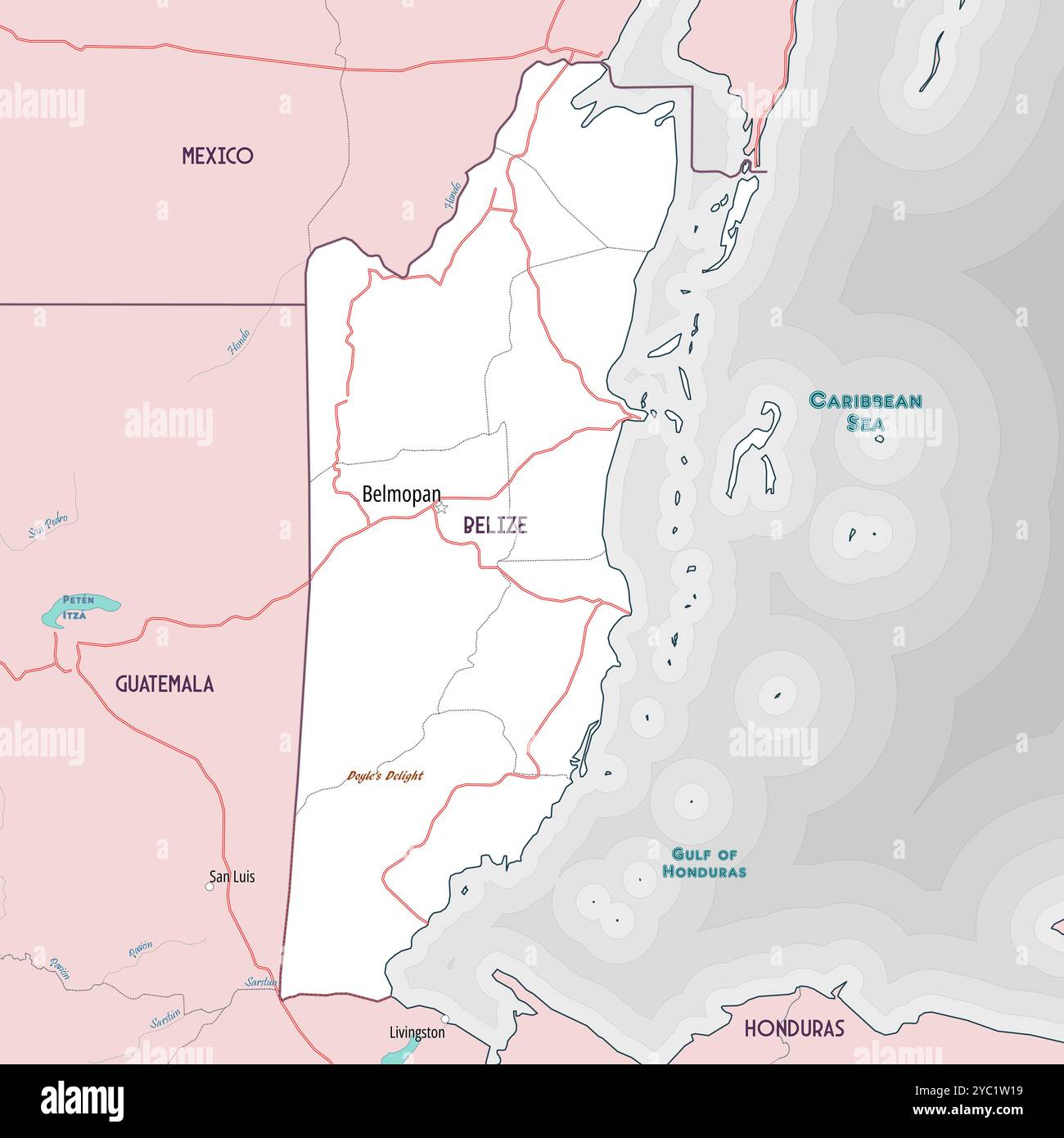 Simple outline map of Belize coloring page Stock Vector Image & Art - Alamy