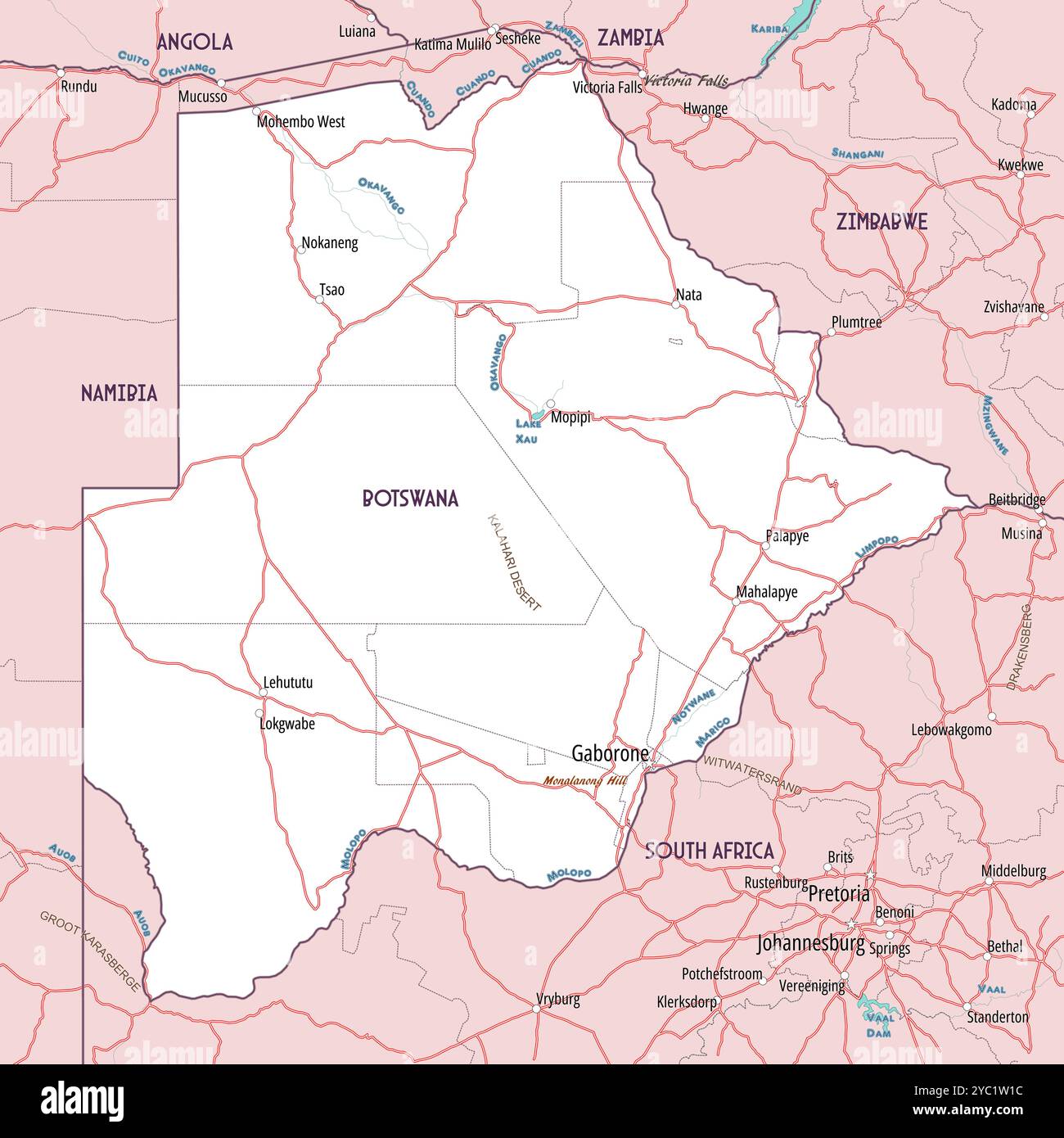 Simple outline map of Botswana coloring page Stock Vector Image & Art ...