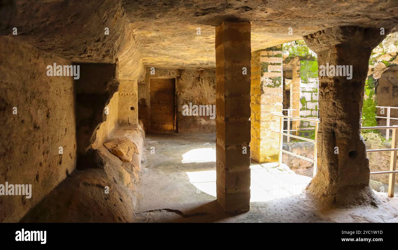 View of the Buddhist cave inside Uparkot Fort, dating back to circa 3rd ...