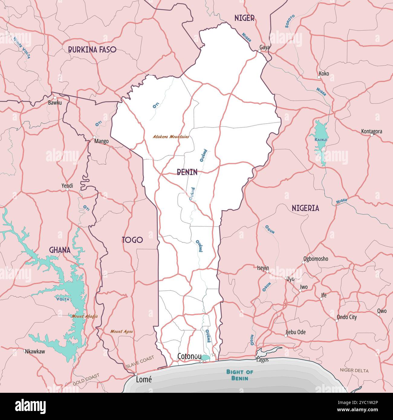 Simple outline map of Benin coloring page Stock Vector Image & Art - Alamy