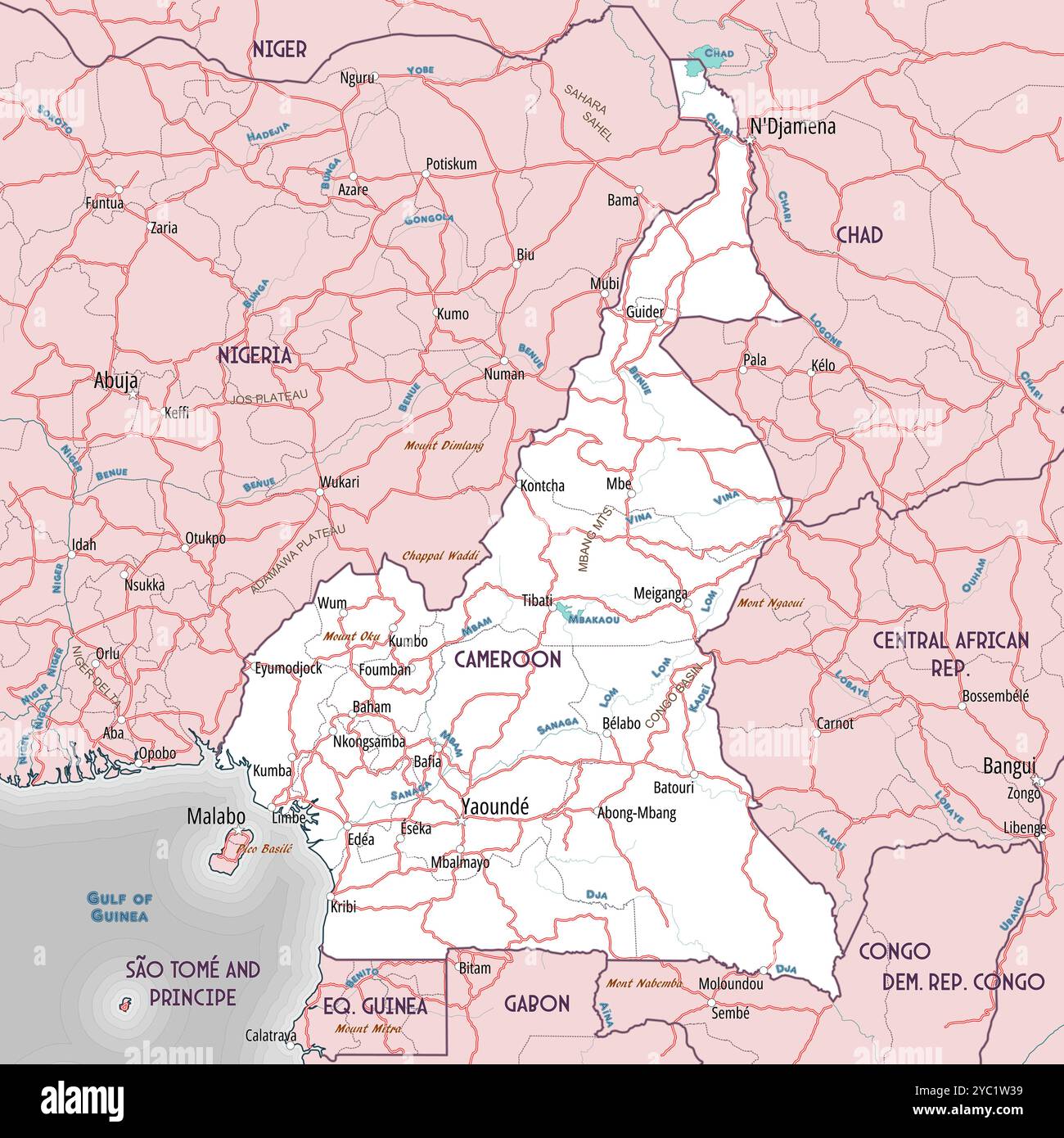 Simple outline map of Cameroon coloring page Stock Vector Image & Art ...