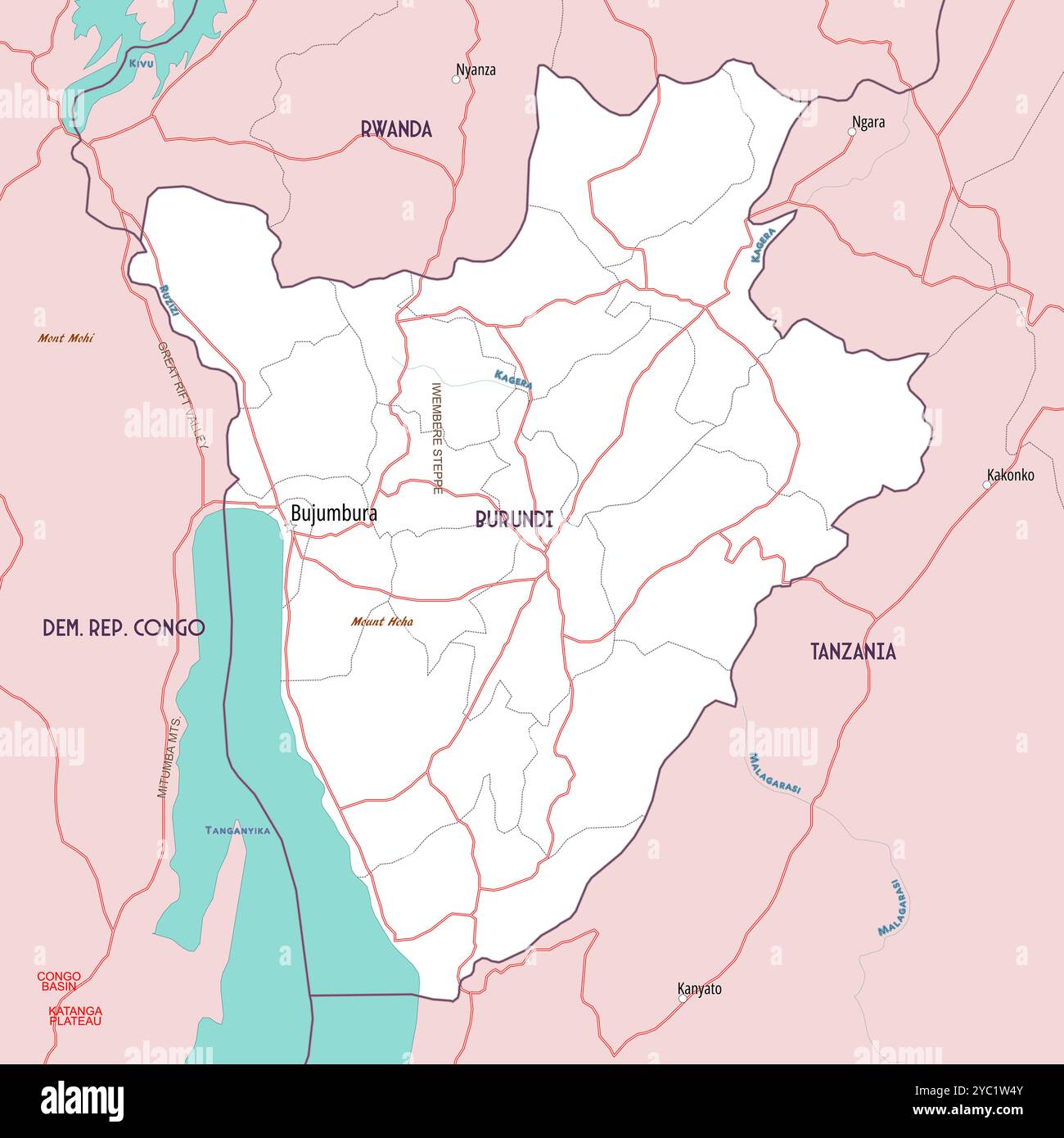 Simple outline map of Burundi coloring page Stock Vector Image & Art ...