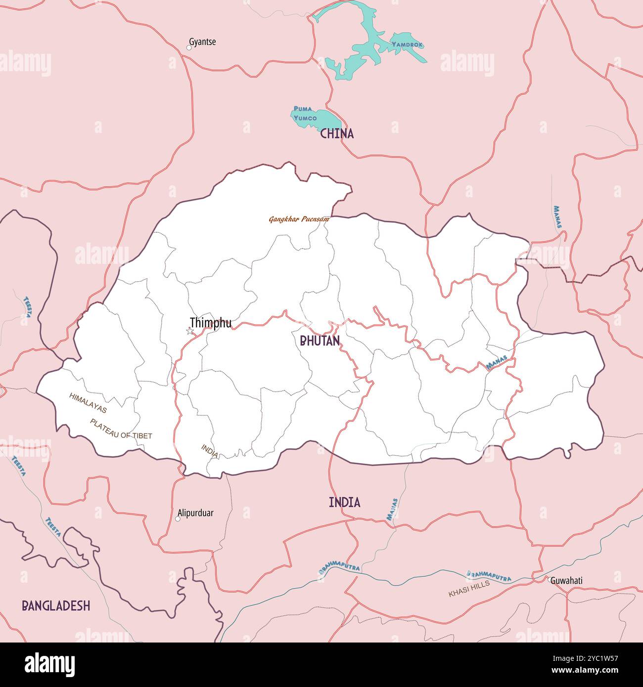 Topographic map of bhutan Stock Vector Images - Alamy