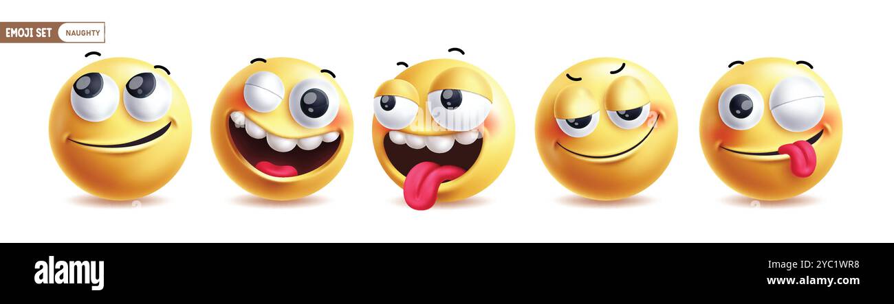 Emoji Naughty Characters Vector Set Emojis 3d Emoticon Character In