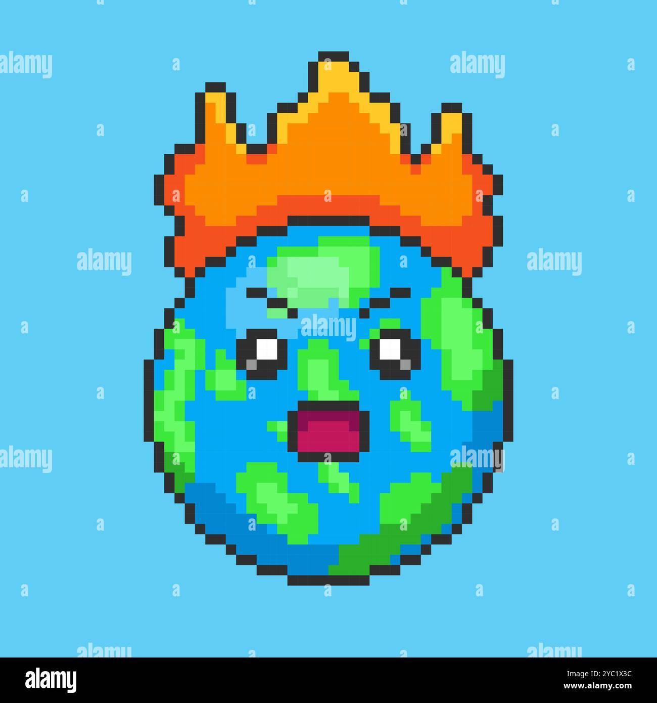 Pixel art Earth on Fire Representing Global Warming game asset design ...