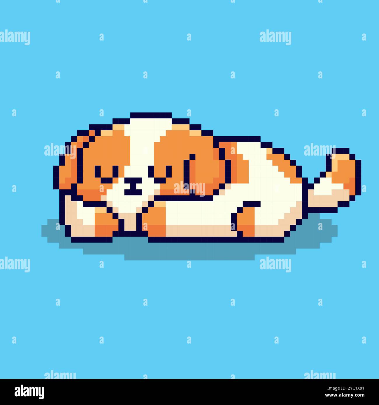 Pixel art Sleeping Dog game asset design Stock Vector Image & Art - Alamy