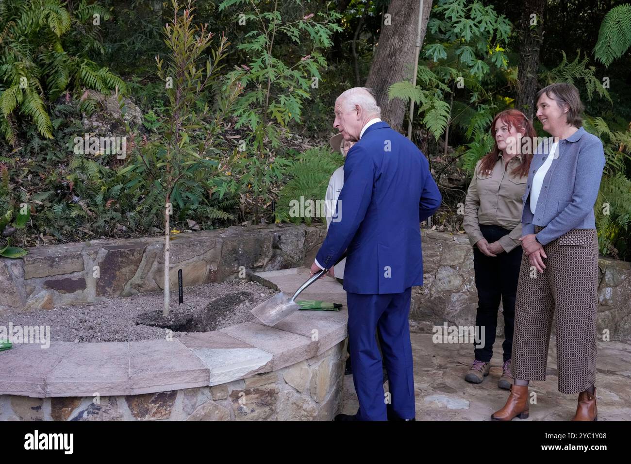 Britain's King Charles III, plant a tree at the Australian National ...