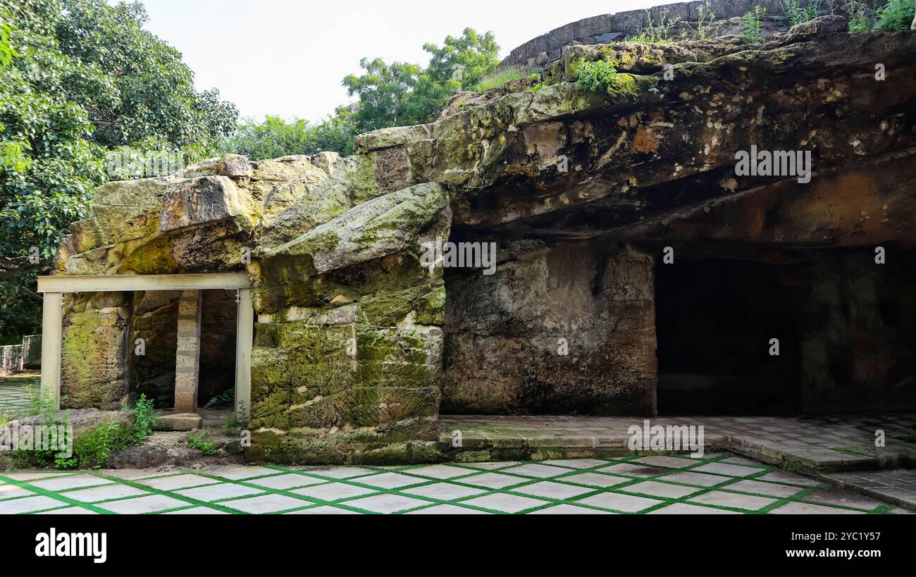 Ruined rock-cut view of the 4th-century Khambhalida Buddhist Cave ...