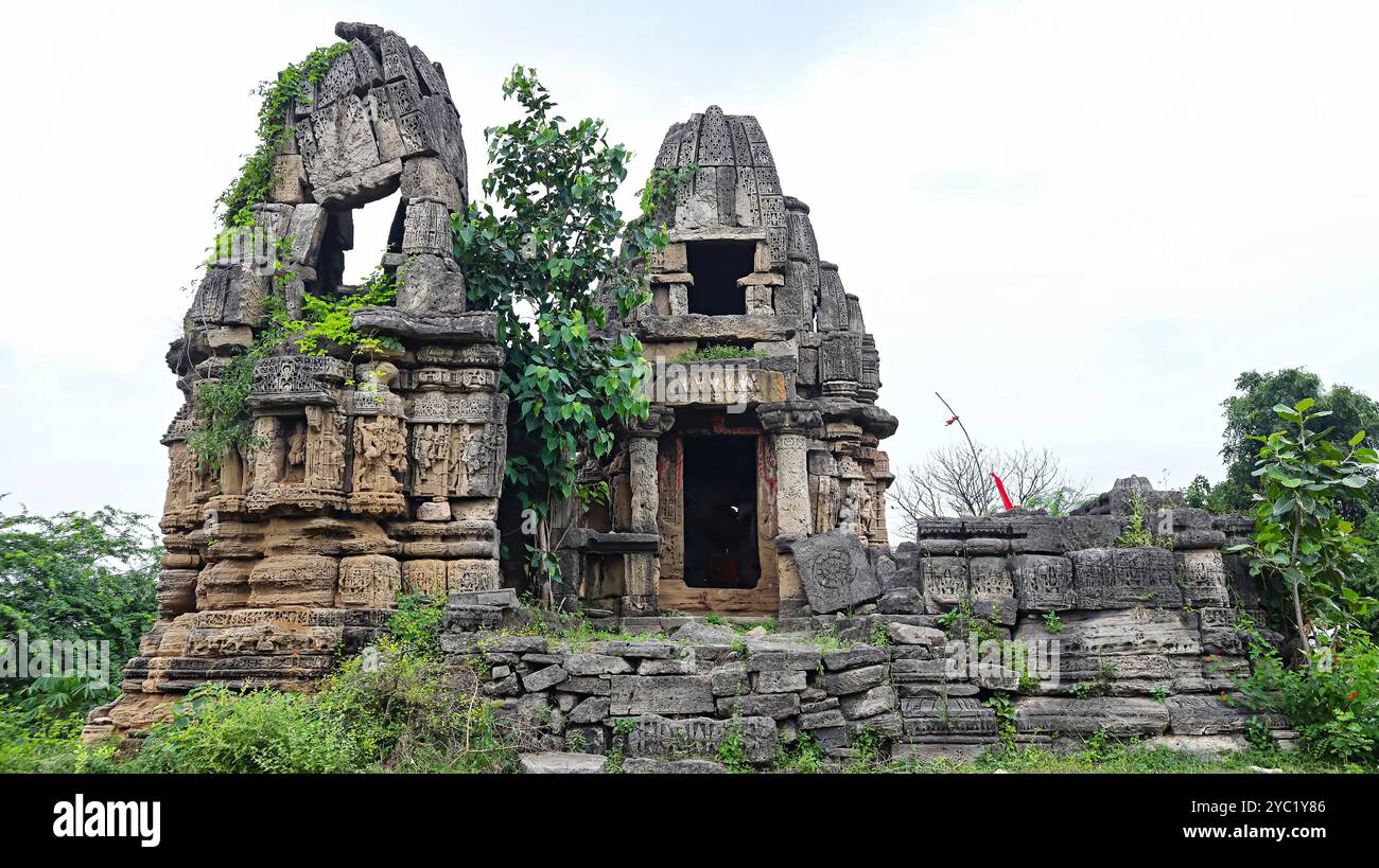 Front view of the ruined Panchayatan Temple, 13th-century group of ...