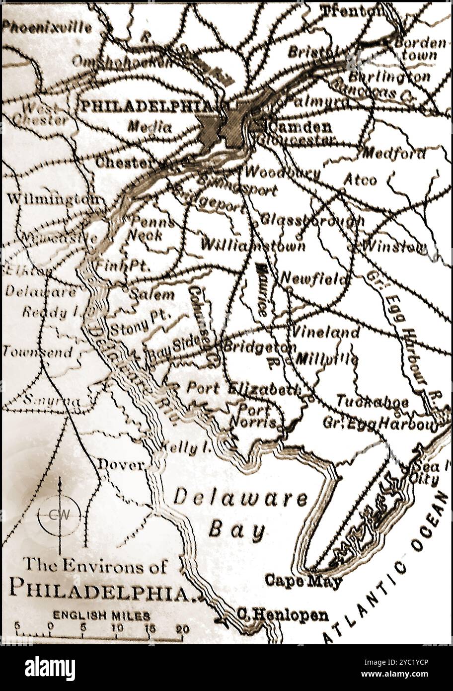 A 19th century map of Philadelphia and surrounds, USA Stock Photo - Alamy