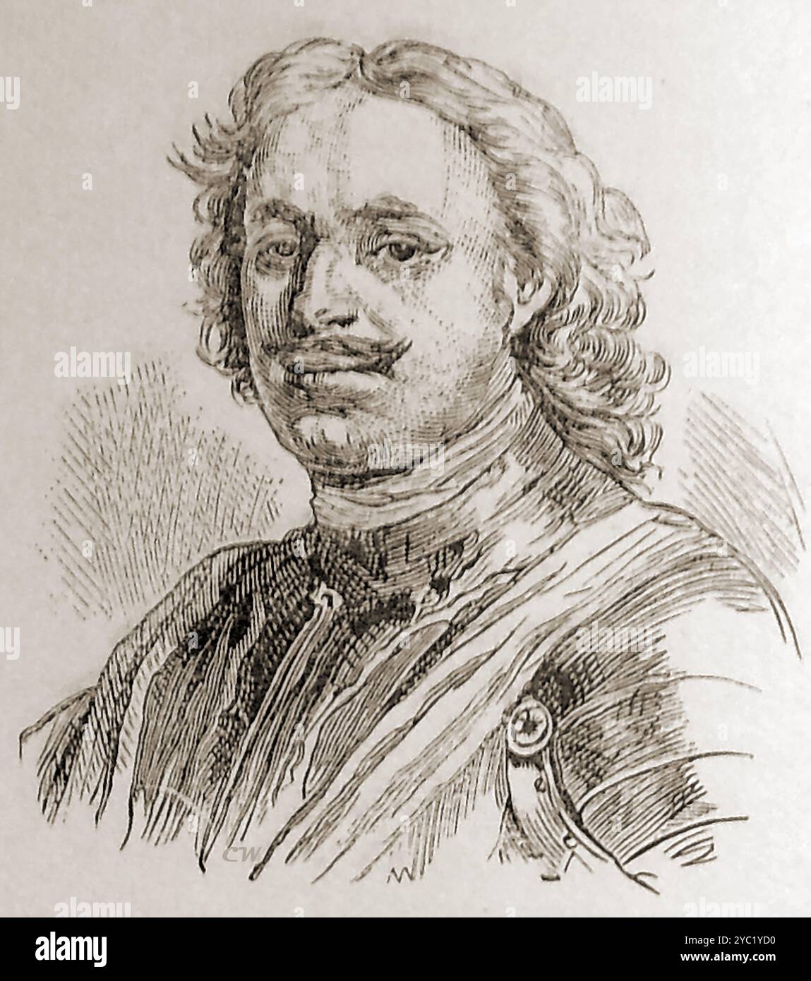 A 19th century portrait of the emperor of Russia, Peter Alexeievitch ...