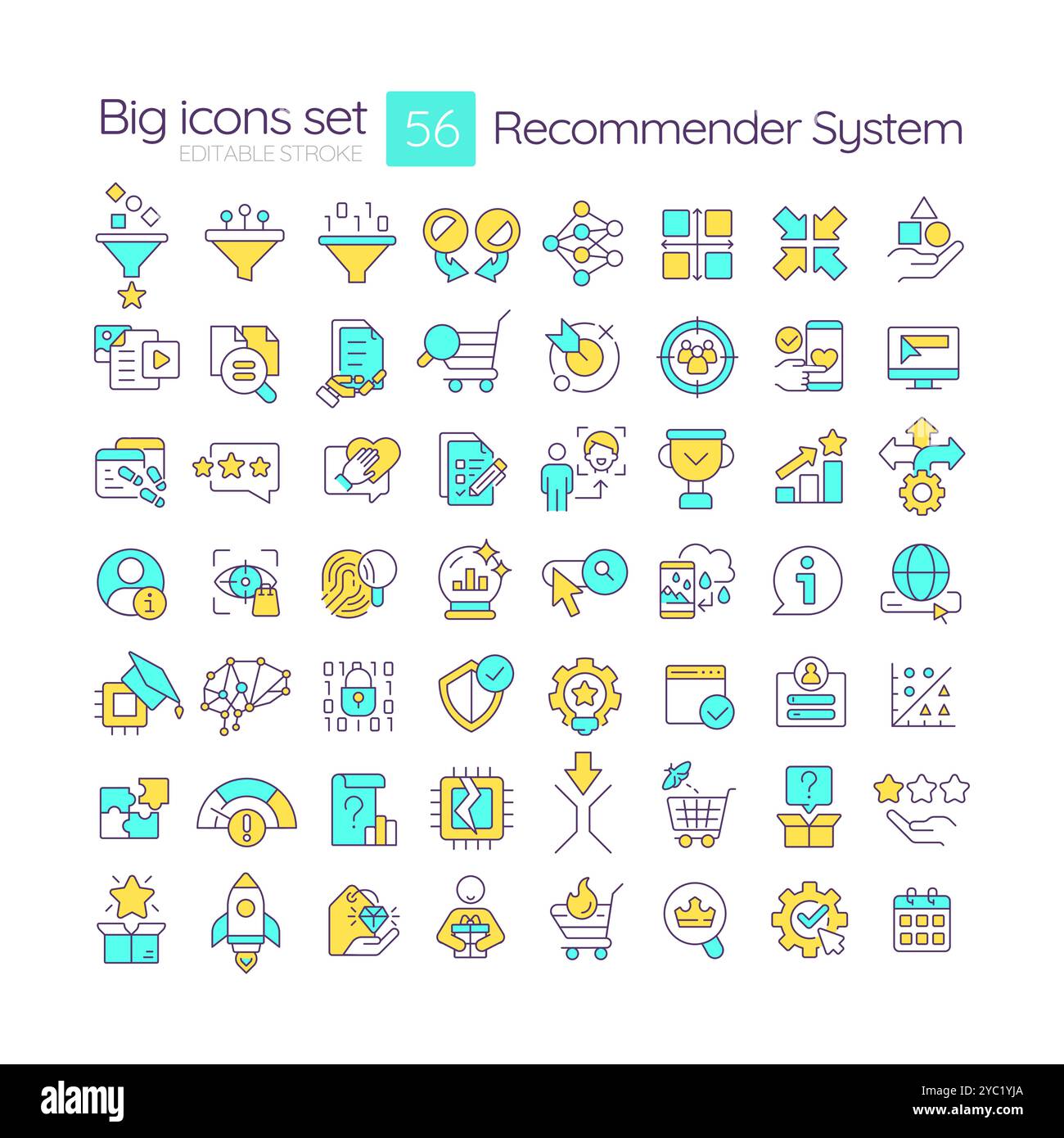 Recommender system RGB color icons set Stock Vector Image & Art - Alamy