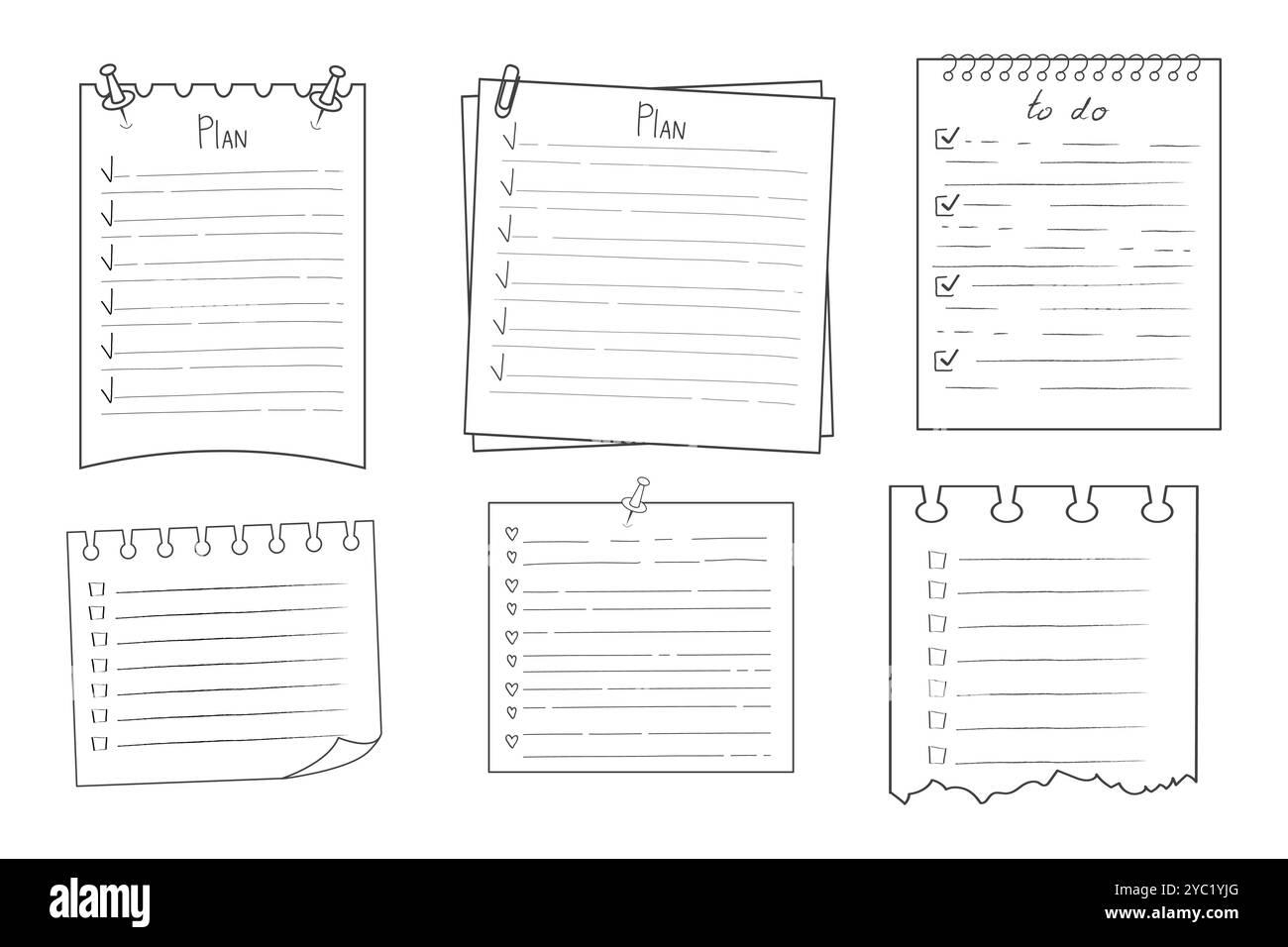 Set To do check list page doodle blank. Reminder, memo note hand drawn ...