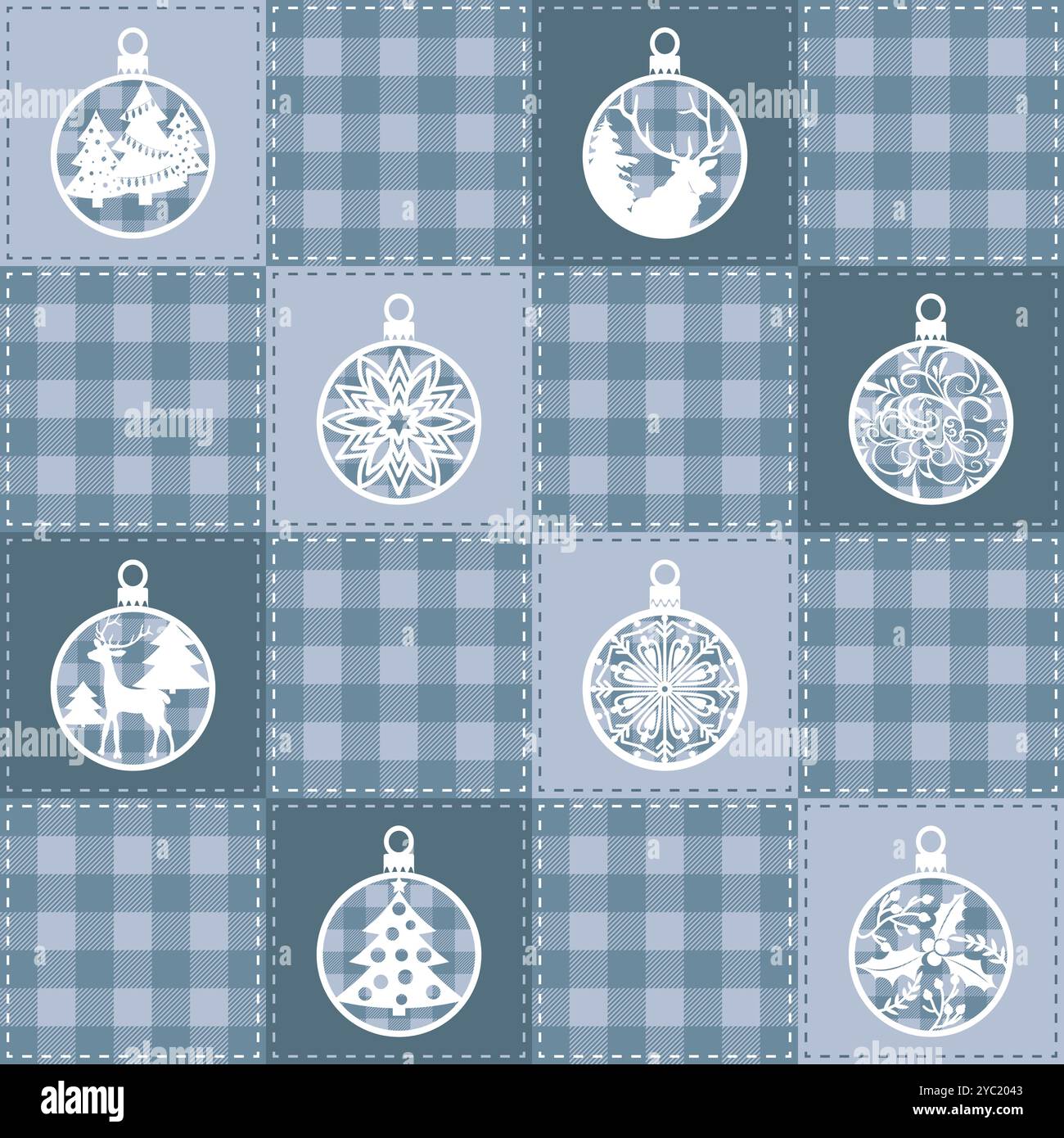 Christmas patchwork checkered plaid, quilt seamless pattern. Winter ...