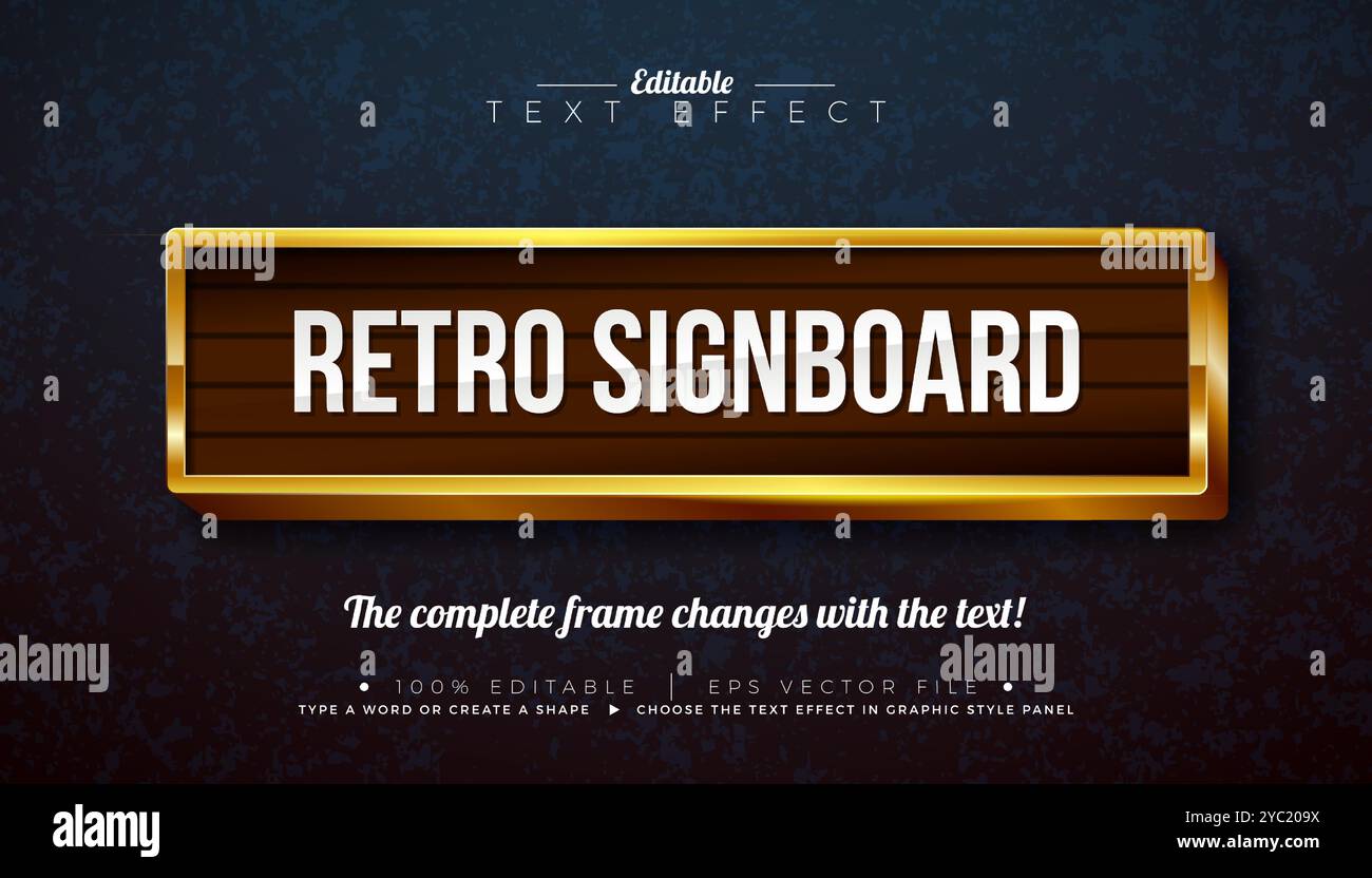 Retro Signboard 3D Text Effect Design Editable and Scalable Vector Graphic Style Effect with ...