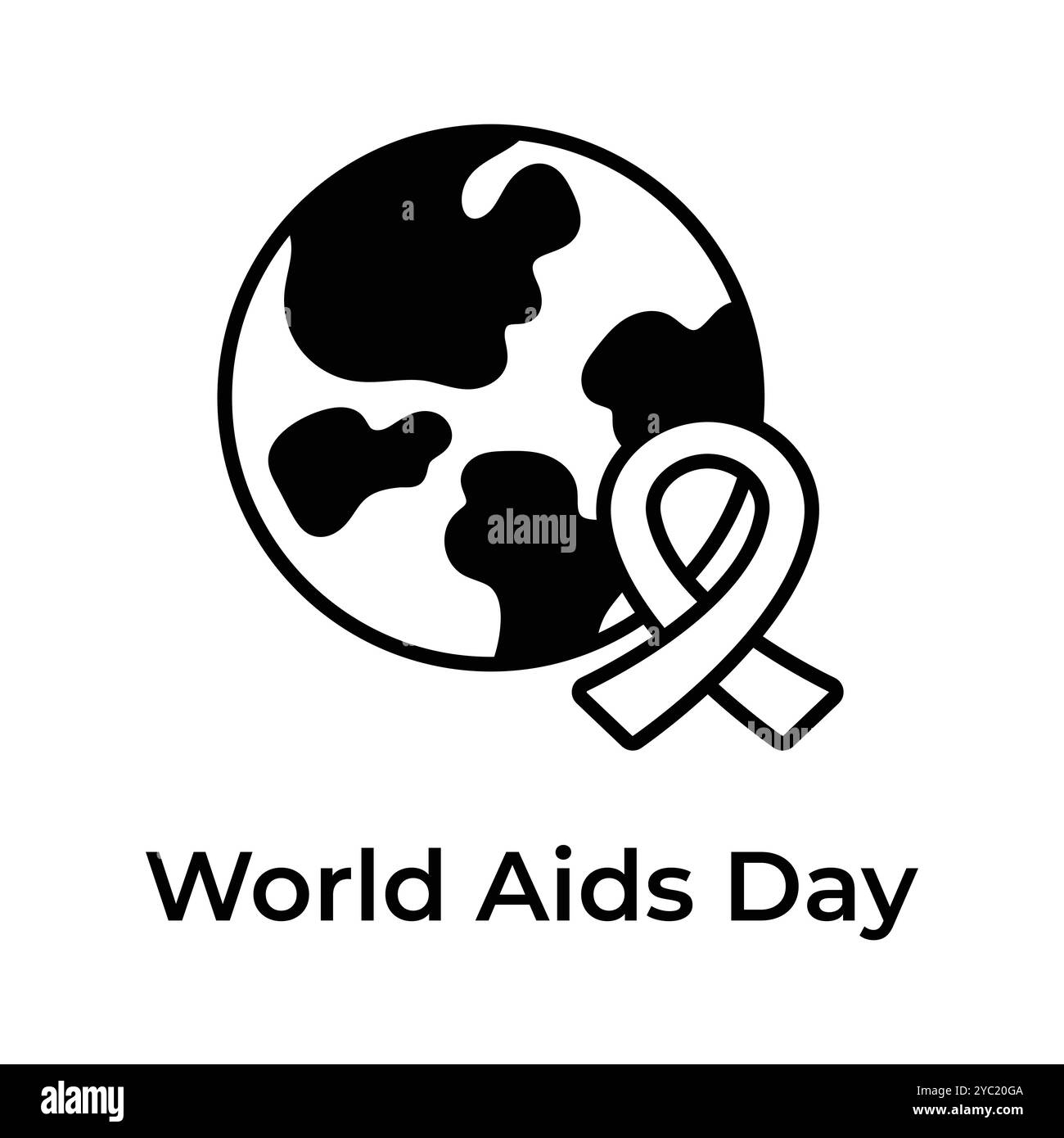 World aids day awareness ribbon Black and White Stock Photos & Images ...