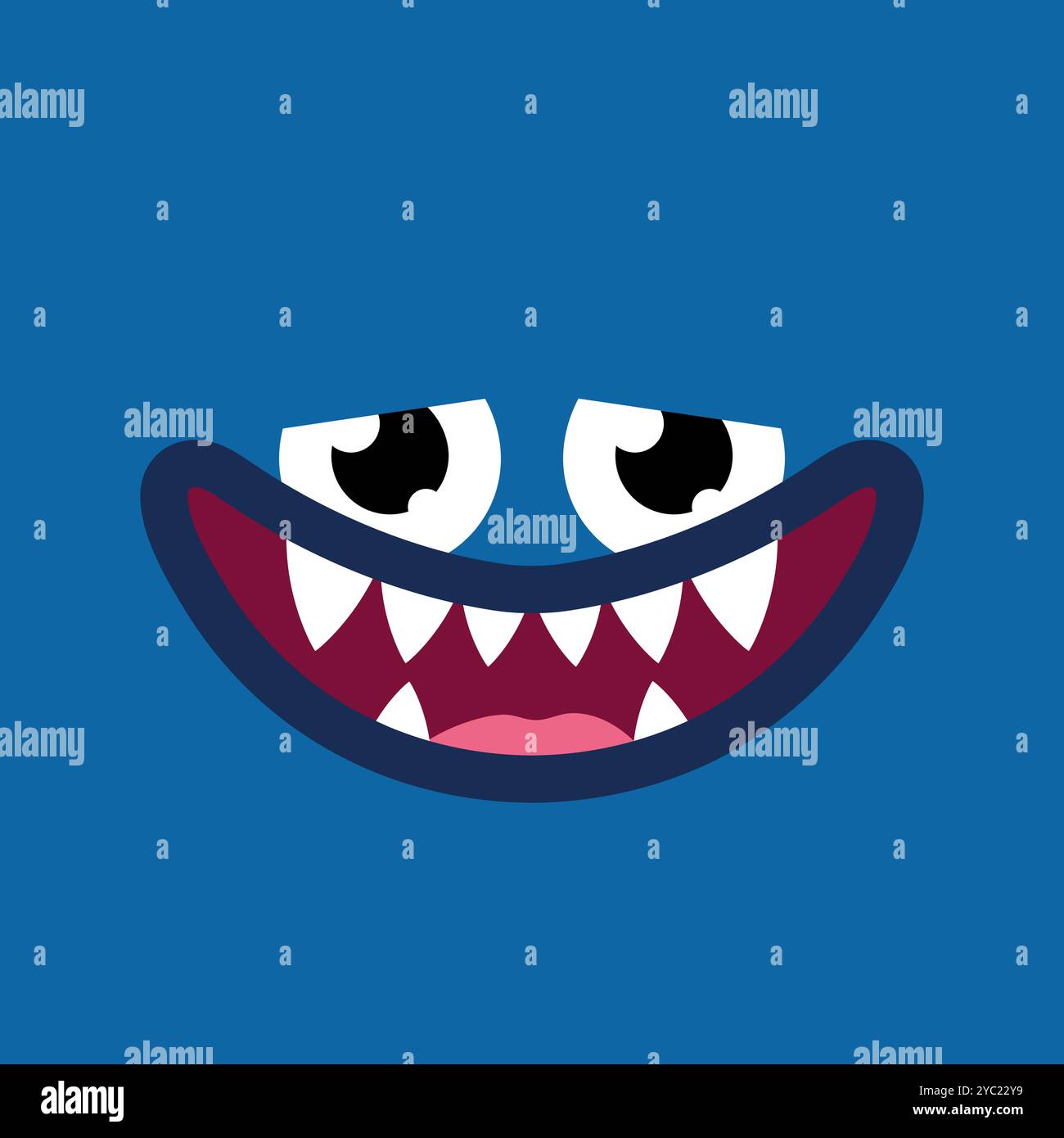 Cute cartoon monster face background. Funny sad monster face in ...