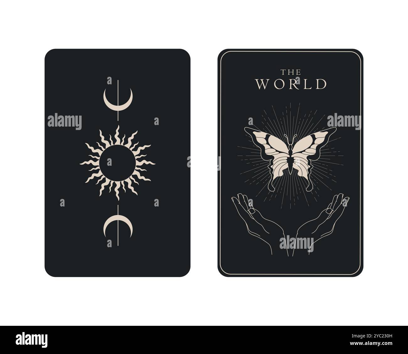 Tarot card with reverse side. The World Major Arcana symbol. Tarot ...