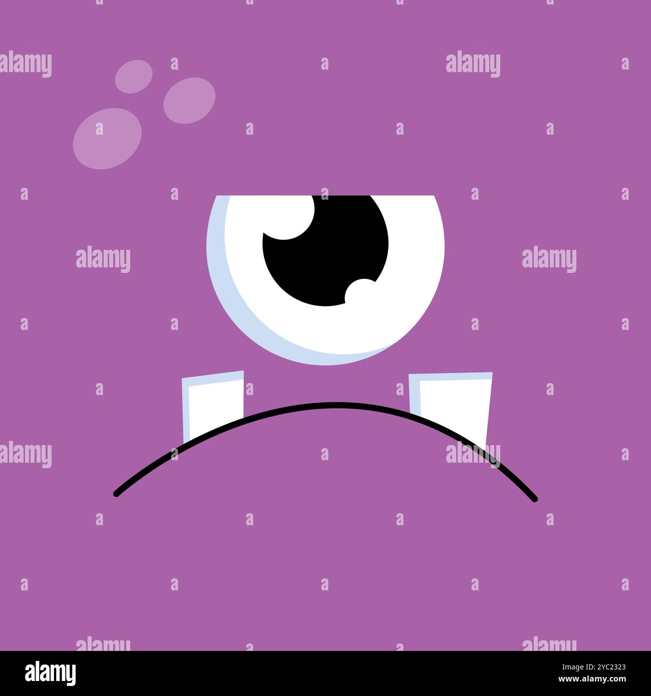 Cute cartoon one eyed monster face background. Funny sad monster face ...