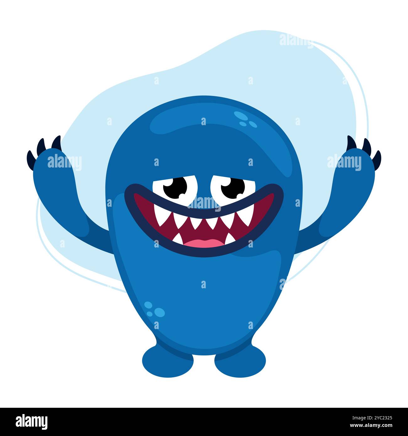 Cute cartoon monster. Funny blue creature in childish style isolated on ...