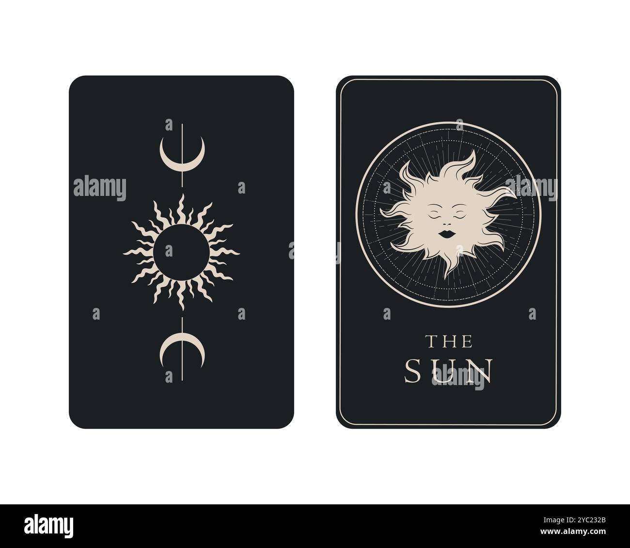 Tarot card with reverse side. The Sun Major Arcana symbol. Tarot ...