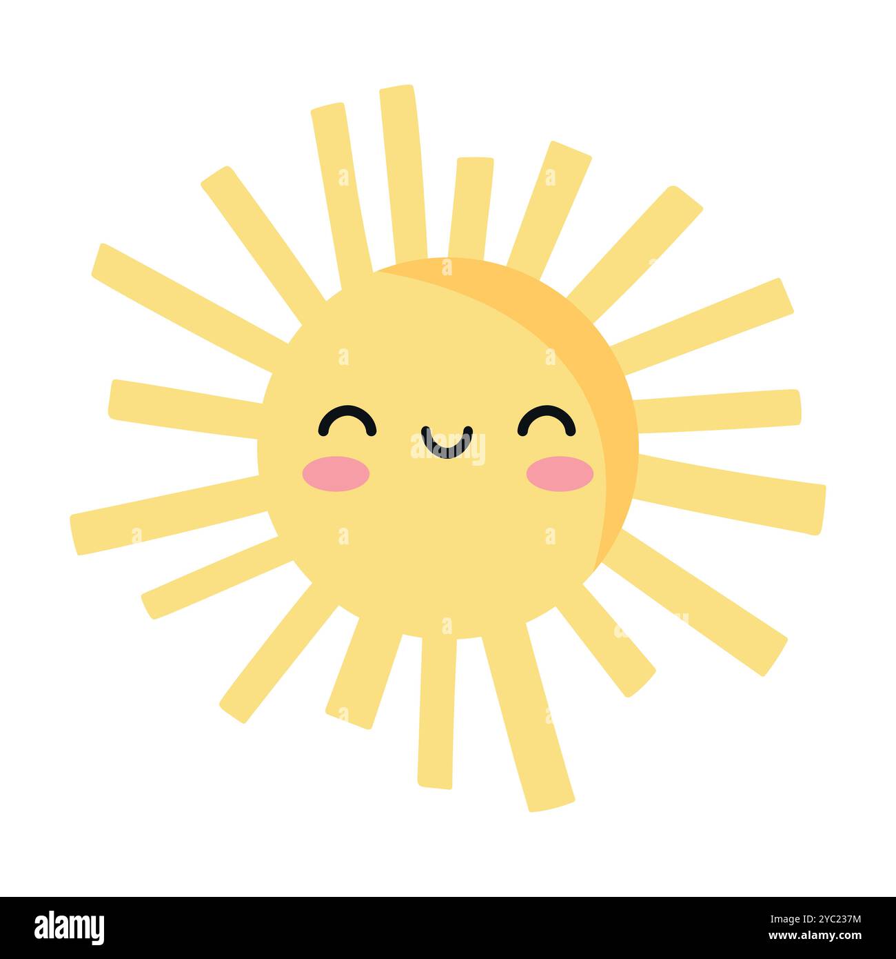 Cute smiling cartoon sun. Sun in childish style isolated on white ...