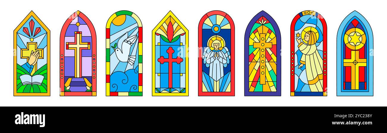 Color window. Church cathedral stained glass. Religious subjects ...